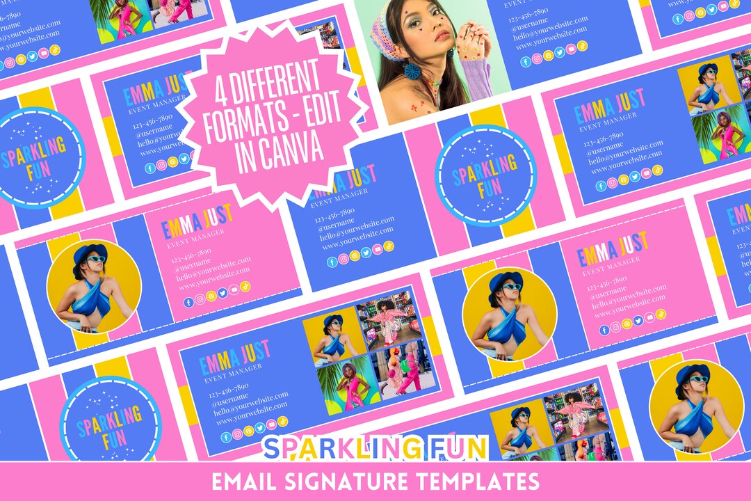 Colorful Email Signature Bundle - Set of 4 Editable Email Templates ...