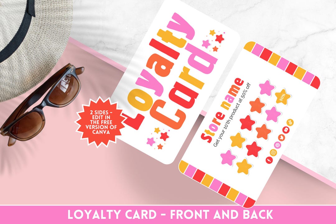 Colorful Loyalty Card Template - Customer Punch Stamp Card - Edit in ...