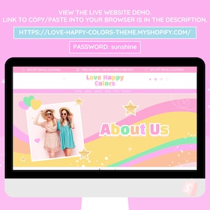 Colorful Shopify Theme & Logo Templates Fun Business Starter Kit Canva ...