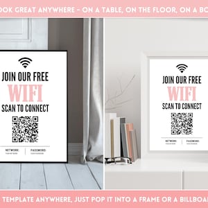 Wifi QR Code Sign - Editable Wifi Password Sign - Printable and Edit in ...