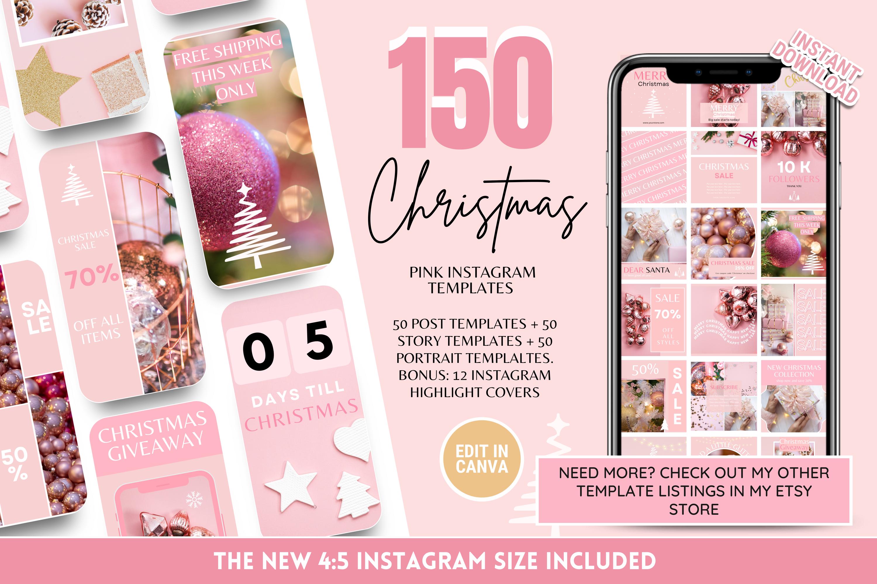 Christmas Instagram Template Bundle: Bright Festive Xmas Posts ...