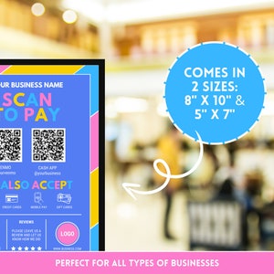 Scan to Pay Template QR Code Sign - Easy Payment & Follow Us on Social ...