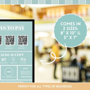 Scan to Pay Template QR Code Sign - Easy Payment & Follow Us on Social ...