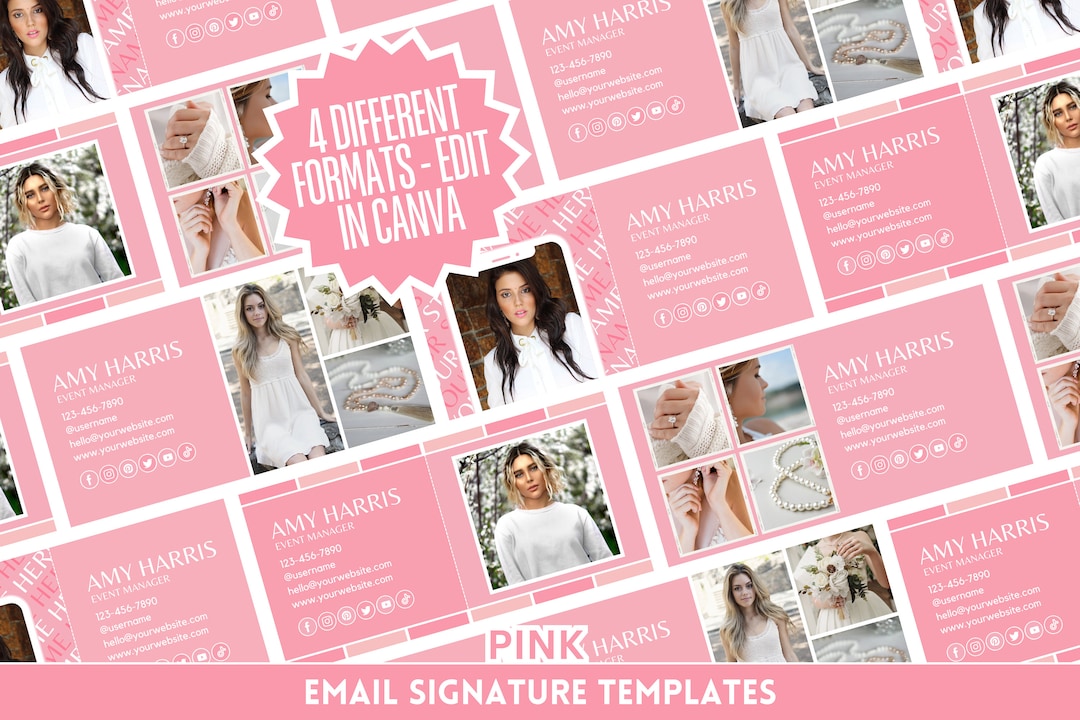 Feminine Email Signature Bundle - Set of 4 Cute Editable Email ...