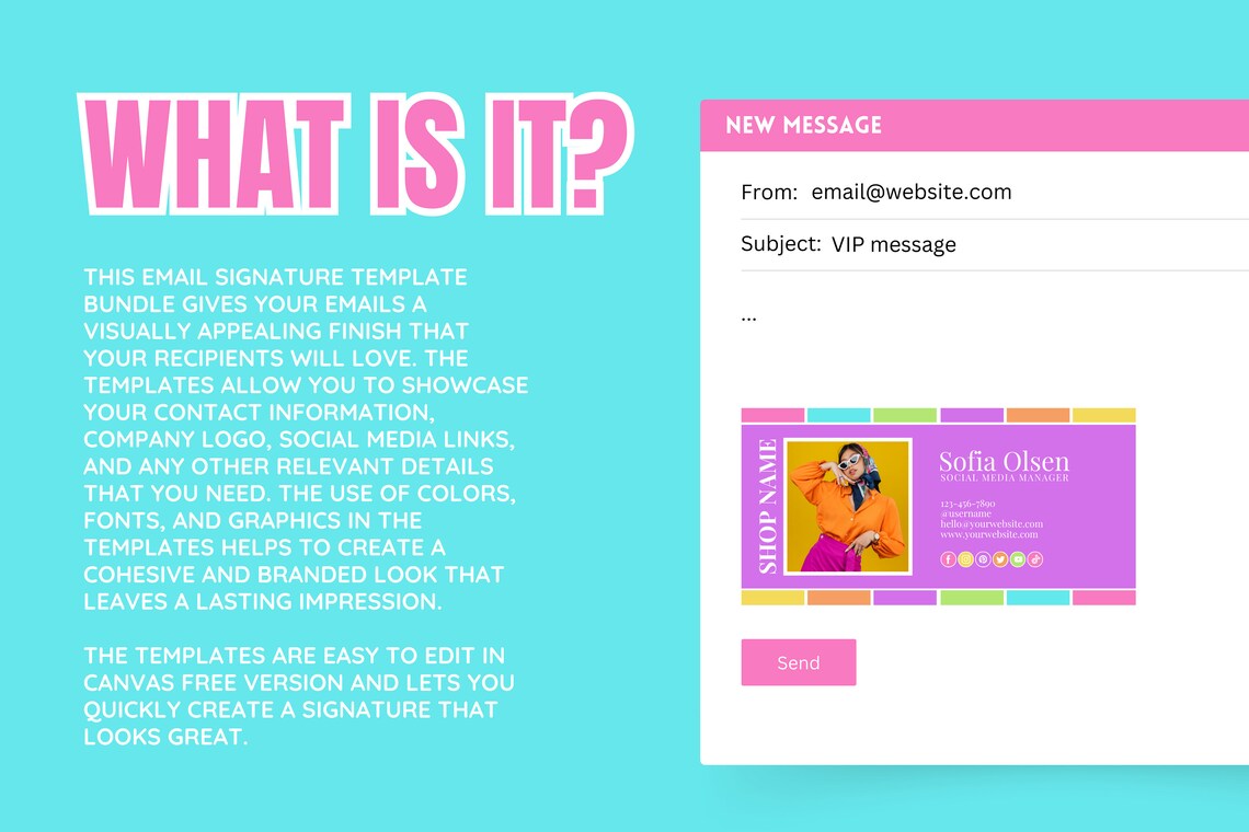 Colorful Email Signature Bundle - Set of 4 Editable Rainbow Email ...