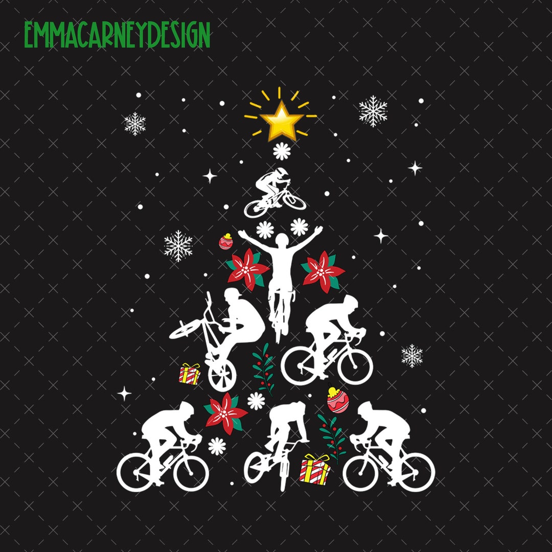 Cycling Christmas Tree Png Bicycle Rider Christmas Png Biker - Etsy