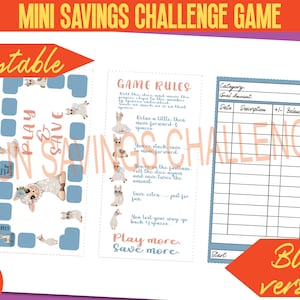 Savings Challenge Mini Game Cute Lama Printable 100P Envelope Tracker 3x67,5x15 Cm Fits A6 ...