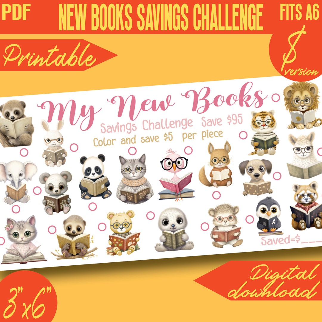 New Books Savings Challenge Mini Color and Save Printable 100D II | A6 ...