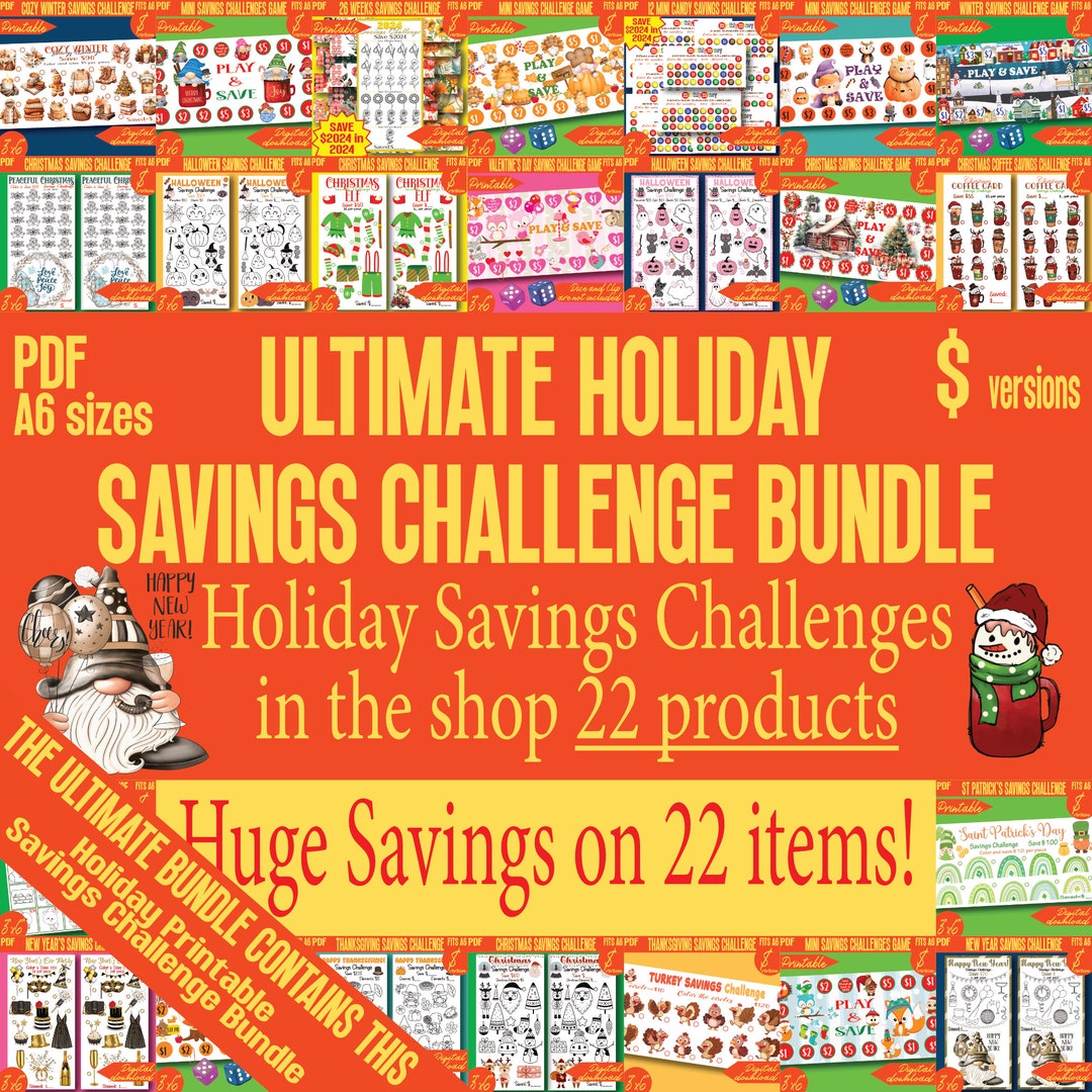 Ultimate Holiday Savings Challenges Bundle Printables and Games 22 | A6 ...