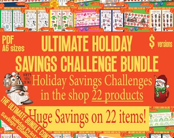 Printable Holiday Savings Challenge Tracker Bundle A6 Size Digital ...