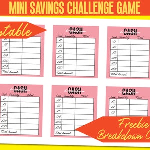 Mini Savings Challenge Game Cute Owls Printable 100P Envelope, Tracker 3x67,5x15 Cm A6 Size ...