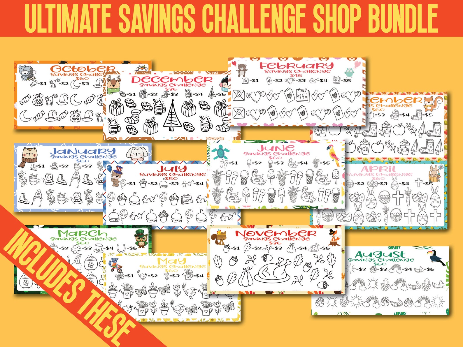 Ultimate Savings Challenges Bundle Printables and Games 120 - Etsy