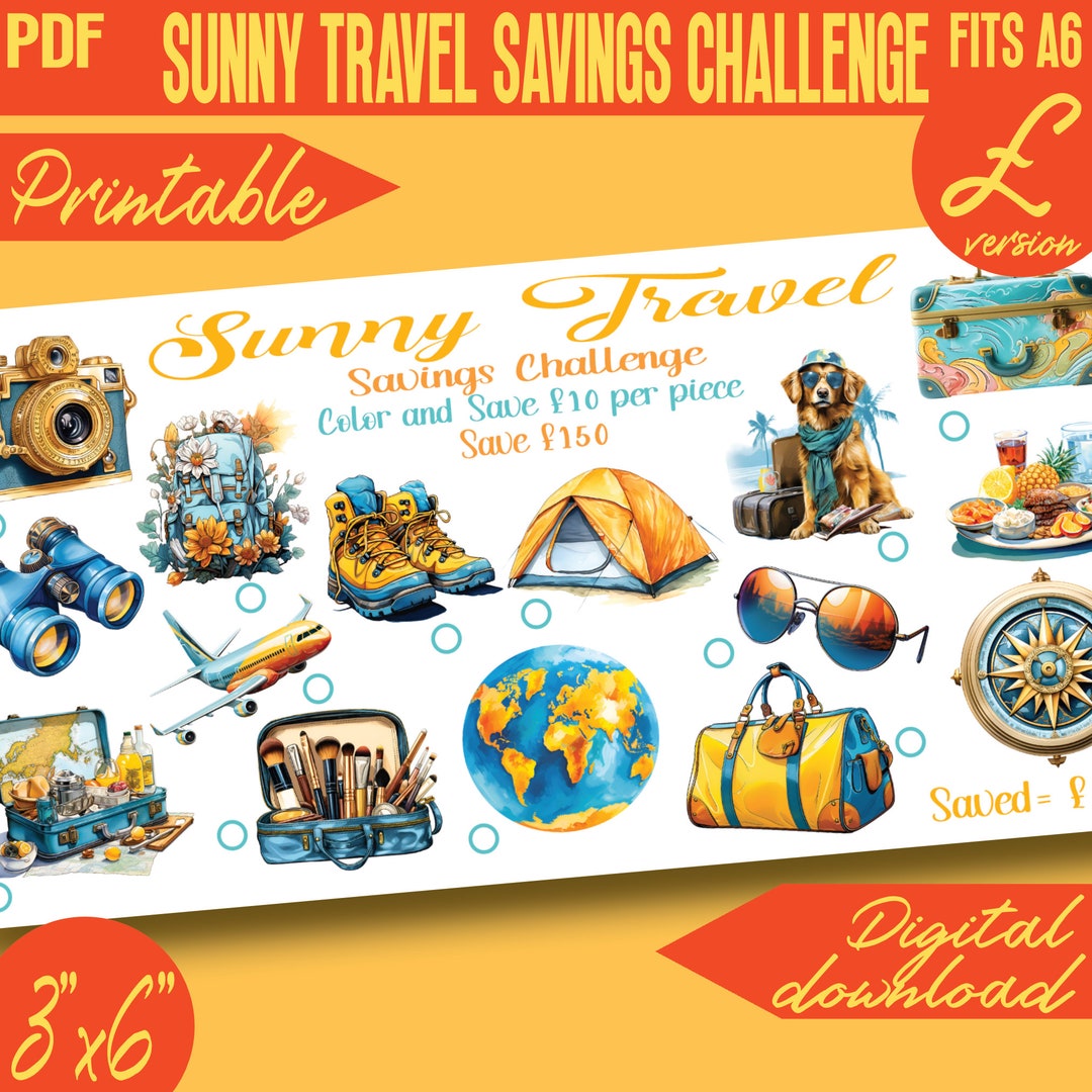 Sunny Travel Savings Challenge Mini Color and Save Mini Printable 100P ...