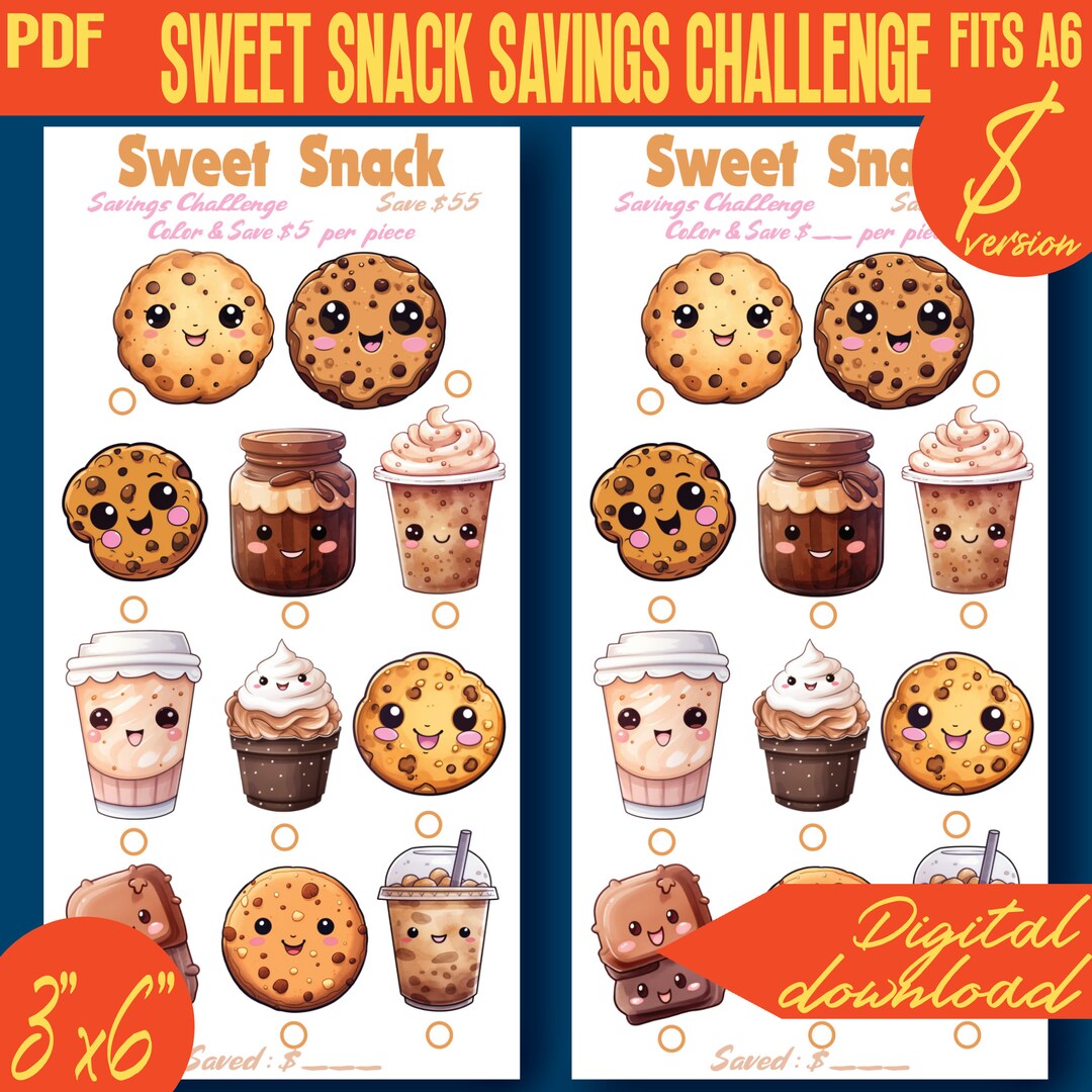 Sweet Snack Savings Challenge Mini Color and Save Printable 100D III ...