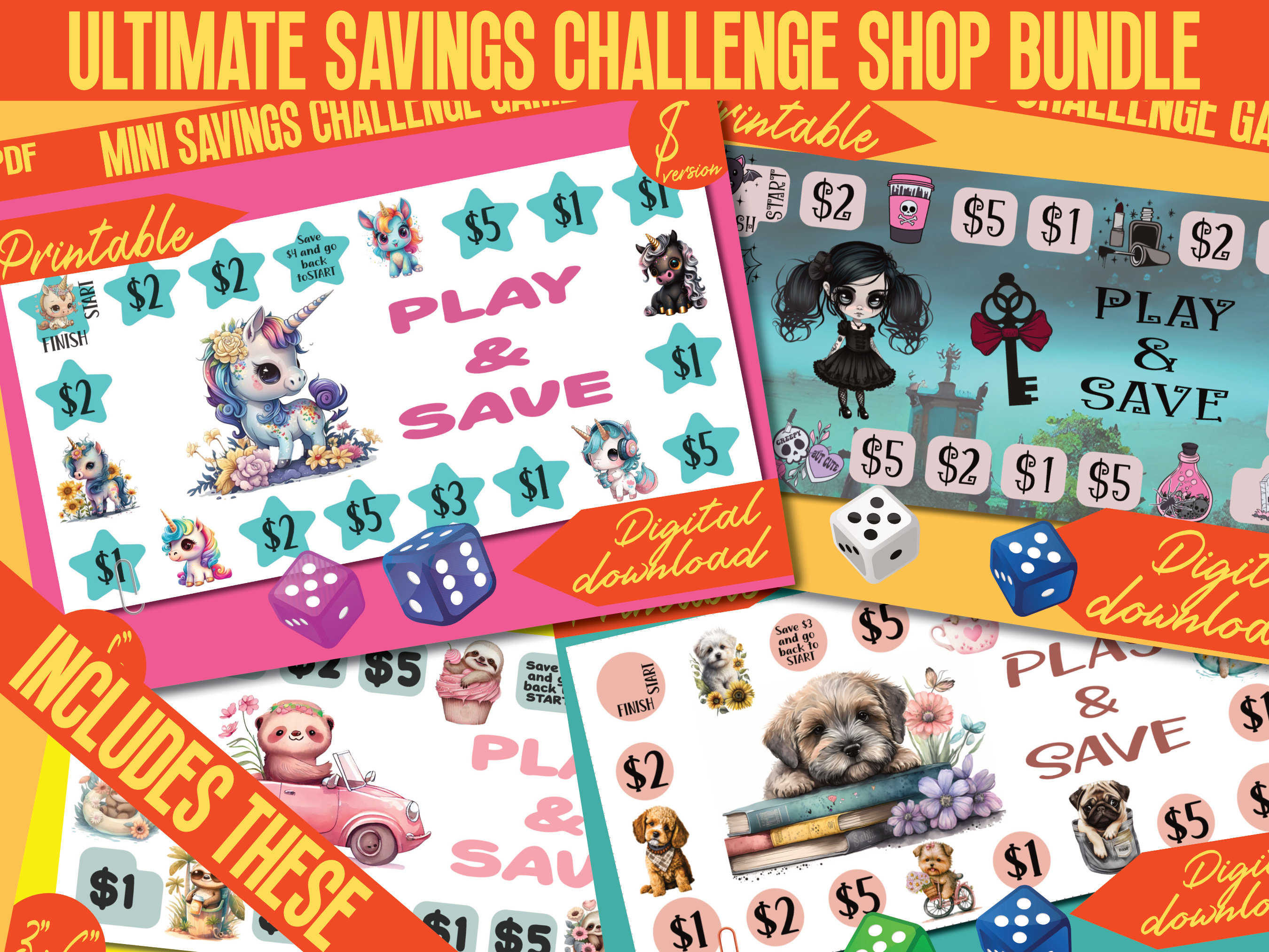 Ultimate Savings Challenges Bundle Printables and Games 120 - Etsy
