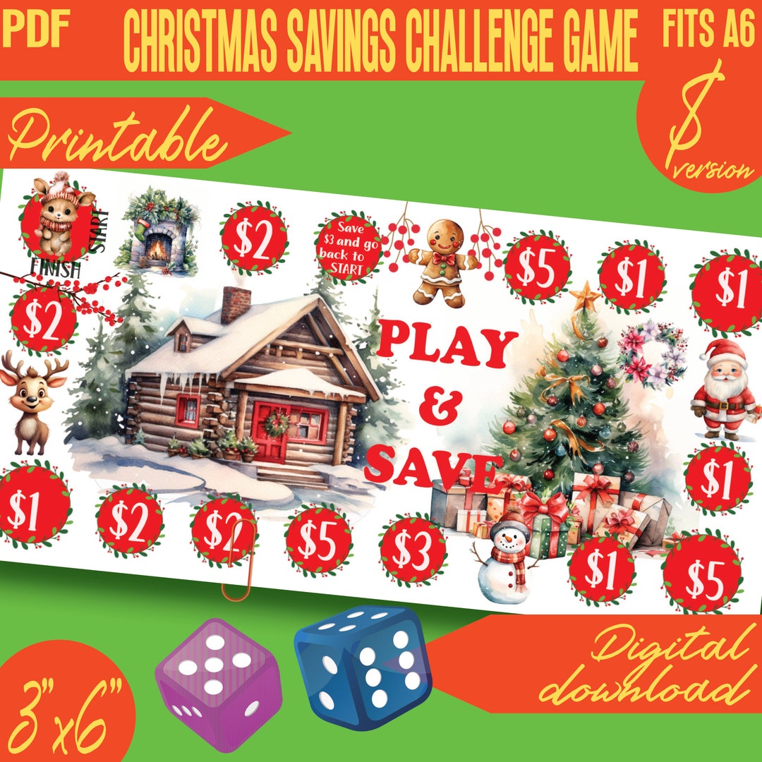 Savings Challenge Game Classic Christmas Printable 100D | Envelope ...