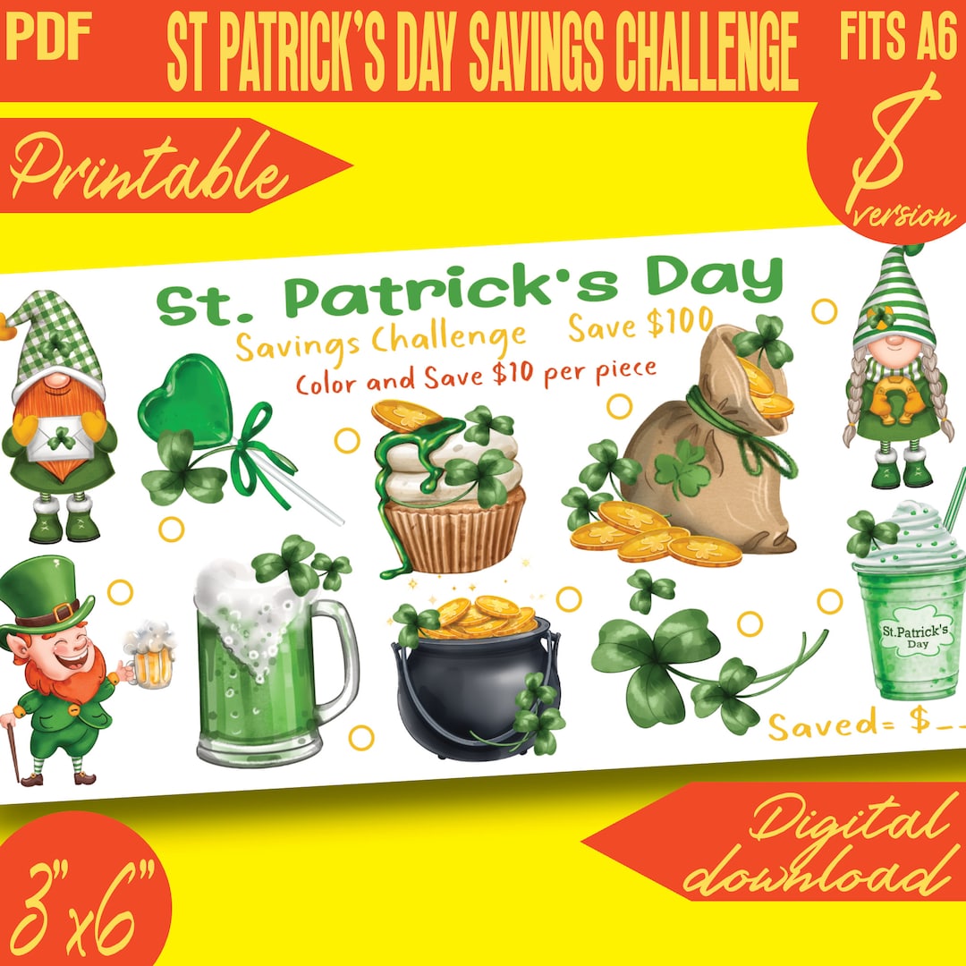 St Patricks Day Savings Challenge Mini Color and Save Printable 100D II ...