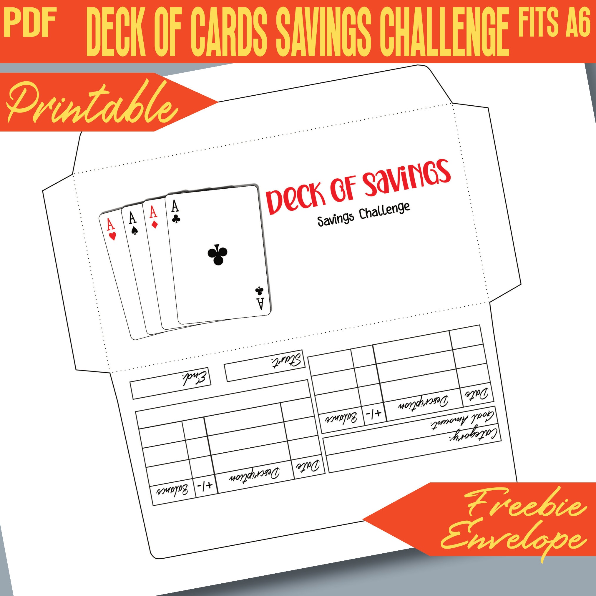 Cards Savings Challenge Deck of Cards Color and Save Mini Printable ...