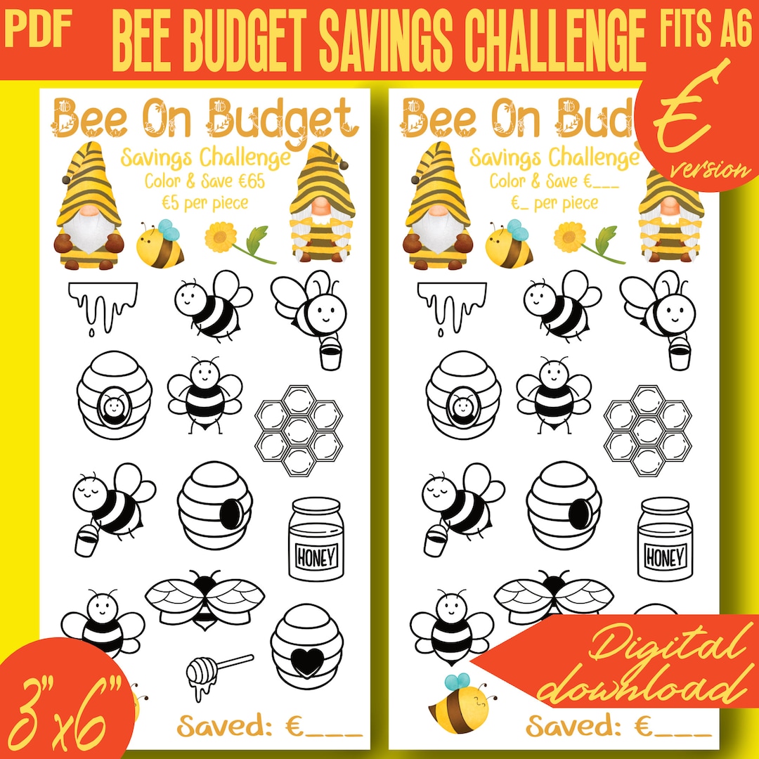 Bee Budget Savings Challenge Color and Save Mini Printable - Etsy