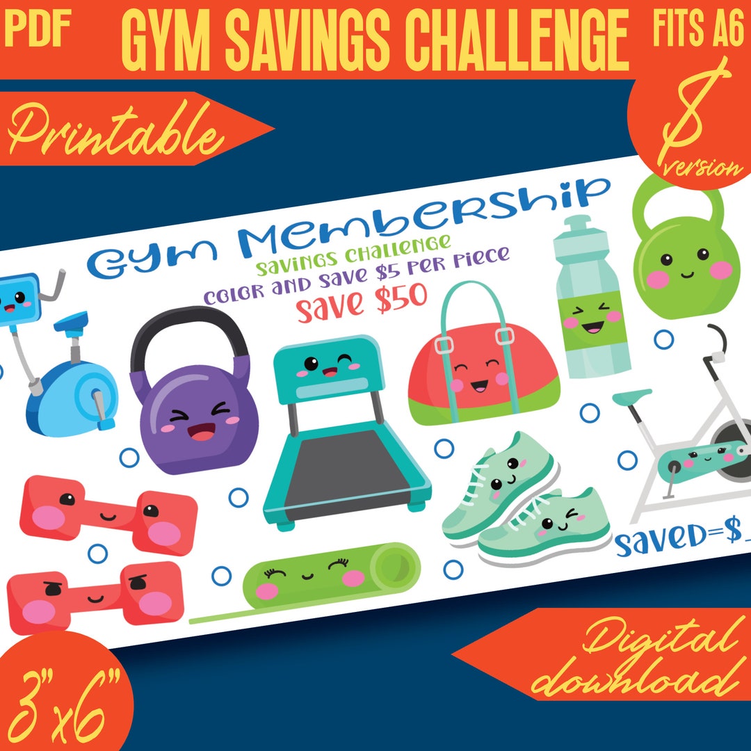 Gym Membership Savings Challenge Mini Color and Save Printable 100D III ...