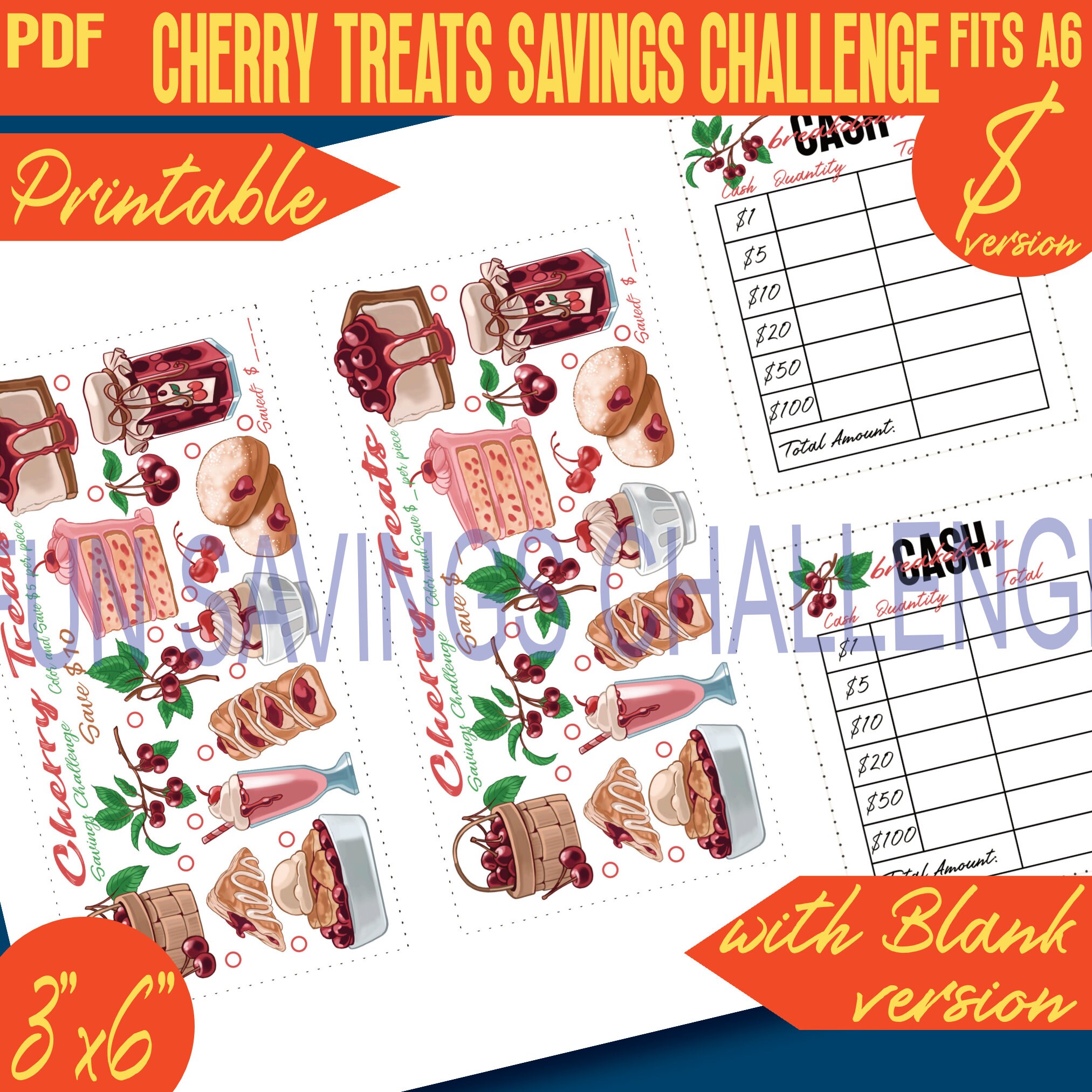 Cherry Treats Savings Challenge Mini Color and Save Printable 100D IV ...