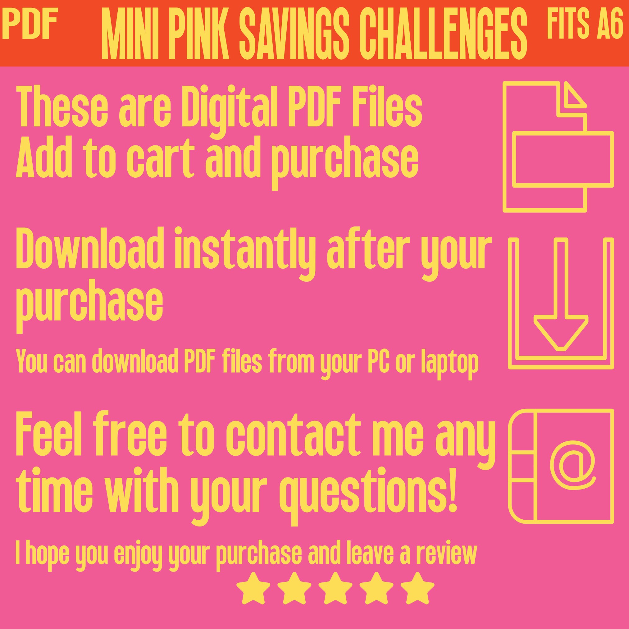 Pink Mini Girly Savings Challenge Color and Save Printables 100D | A6 ...