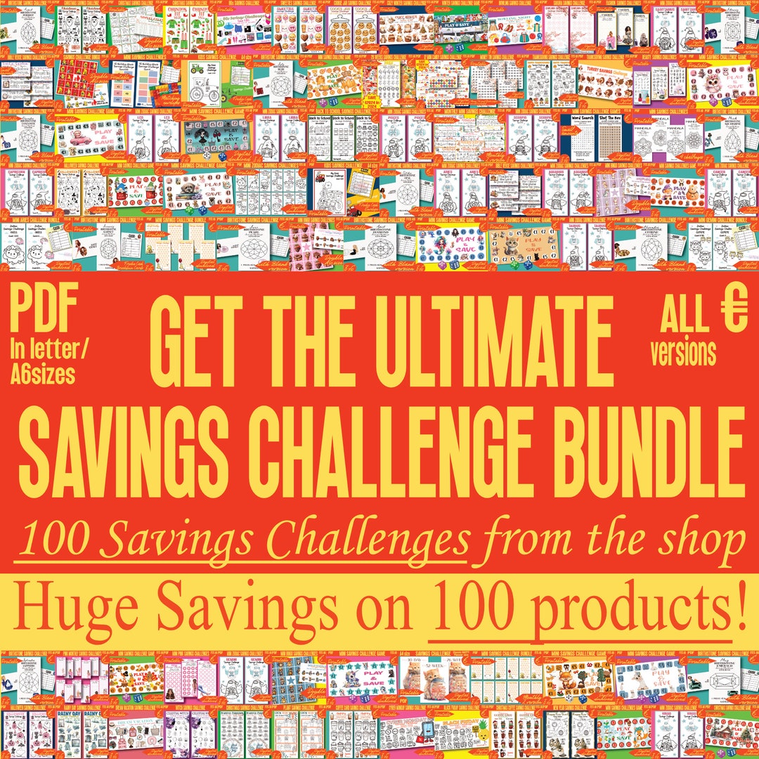 Ultimate Savings Challenges Bundle Printables 100 | A6; 7,5x15 Cm; A4 ...