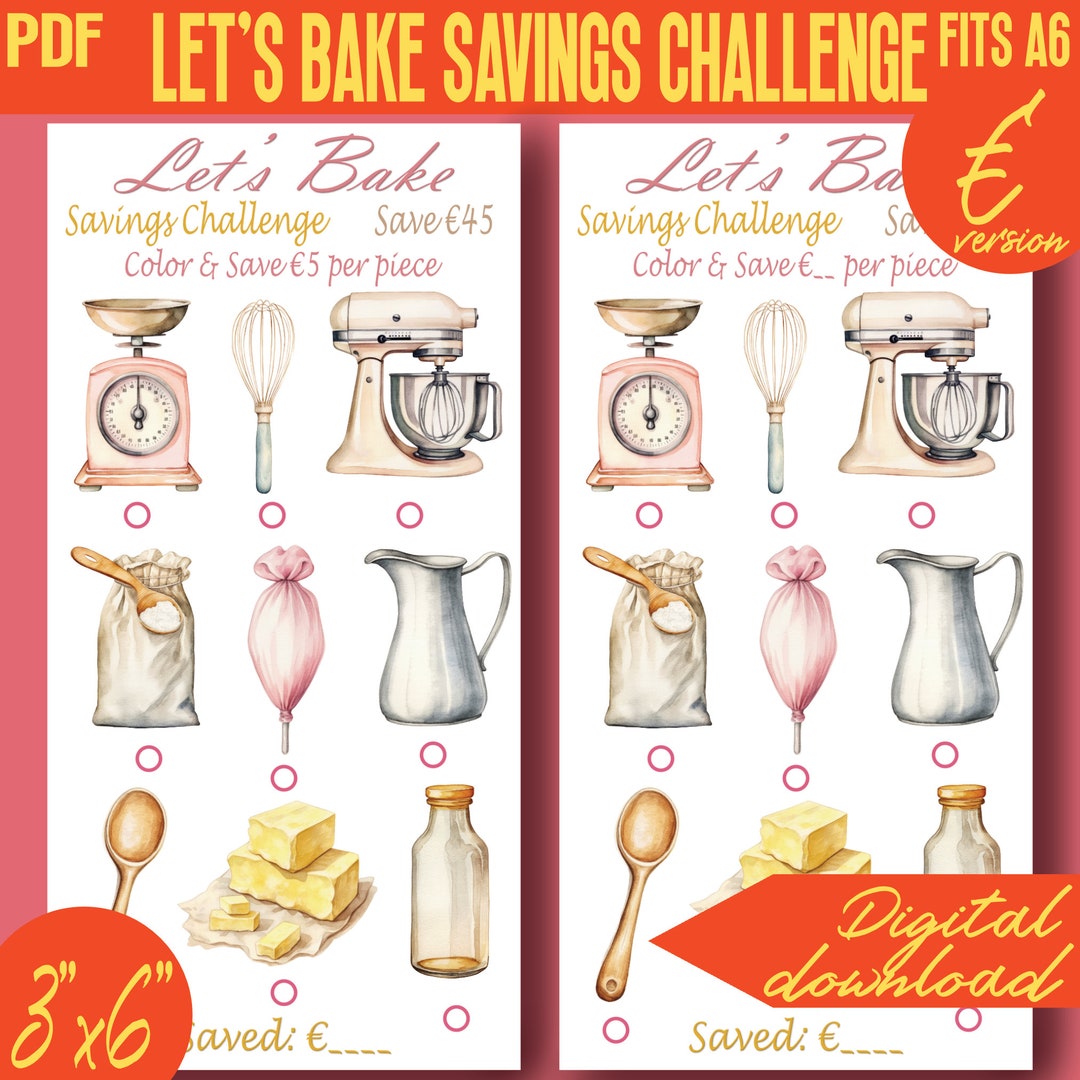 Baking Savings Challenge Color and Save Mini Printable 100E II | A6 7 ...