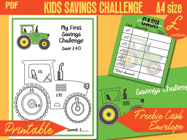 My First Tractor Savings Challenge for Kids Color and Save - Etsy