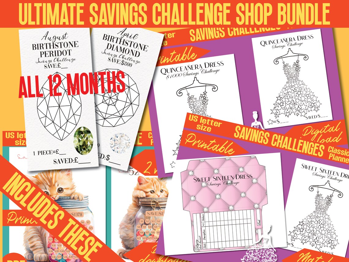 Ultimate Savings Challenges Bundle Printables and Games 120 - Etsy