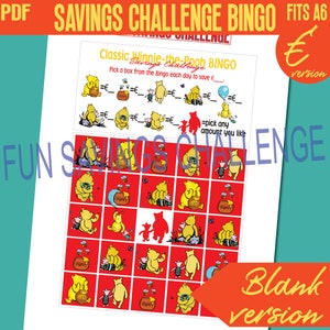 Winnie the Pooh Bingo Game Mini Savings Challenge Printable 100E | Fit ...