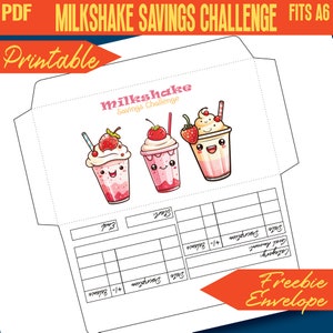 Milkshake Savings Challenge Mini Color and Save Printable 100D II | A6 ...