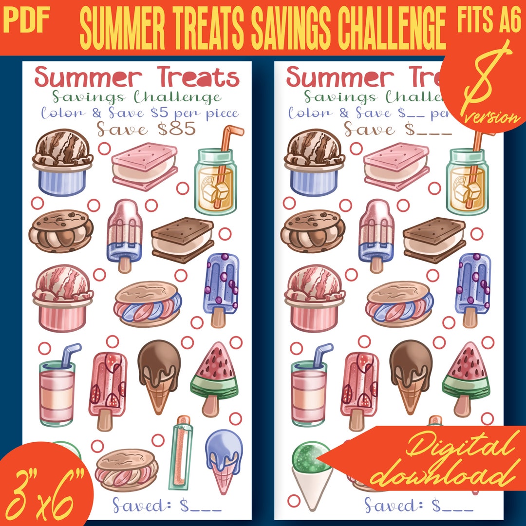Summer Treats Savings Challenge Mini Color and Save Printable 100D III ...