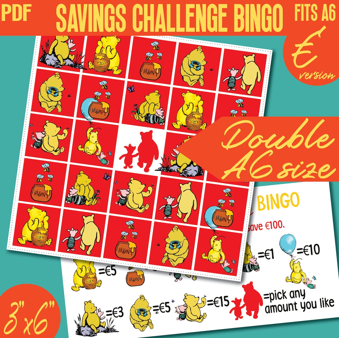 Winnie the Pooh Bingo Game Mini Savings Challenge Printable 100E | Fit ...