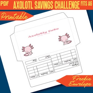Axolotl Savings Challenge Mini Color and Save Printable 100D III | A6 ...