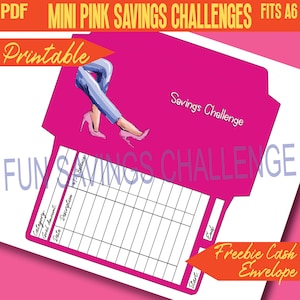 Pink Mini Girly Savings Challenge Color and Save Printables 100D | A6 ...