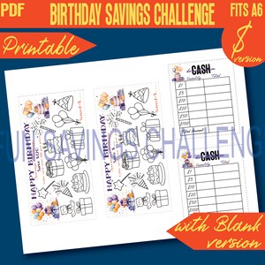 Birthday Savings Challenge Color and Save Mini Printable 100D II | A6 ...
