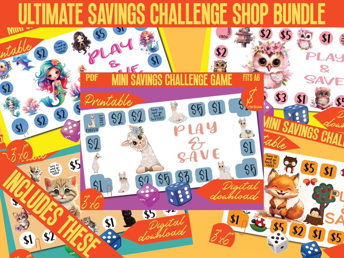 Ultimate Savings Challenges Bundle Printables and Games 120 - Etsy