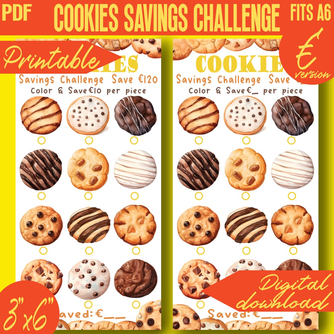 Cookies Savings Challenge Color and Save Mini Printable 100E II | A6 7 ...