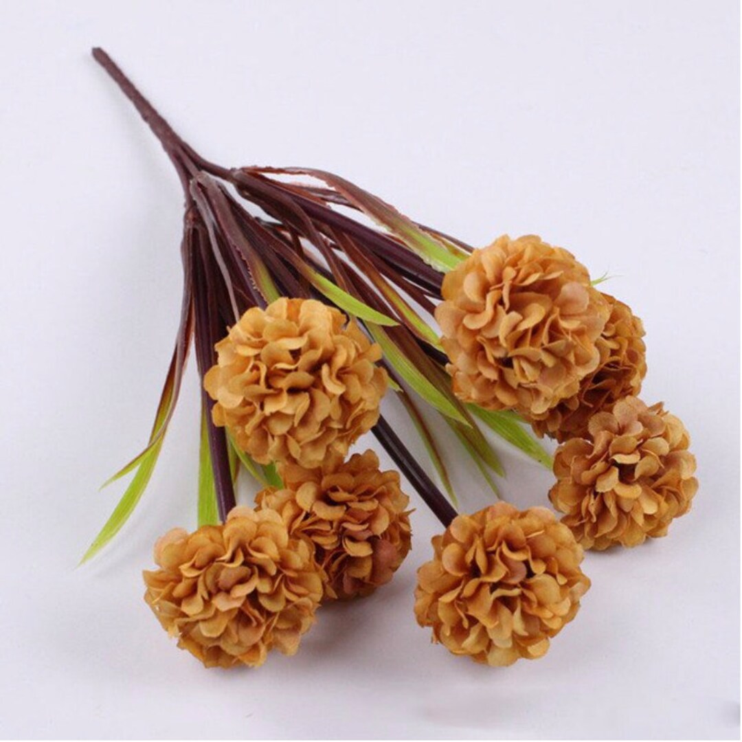 7-head Bronze Silk Artificial Hydrangea Flowers High Quality - Floral ...