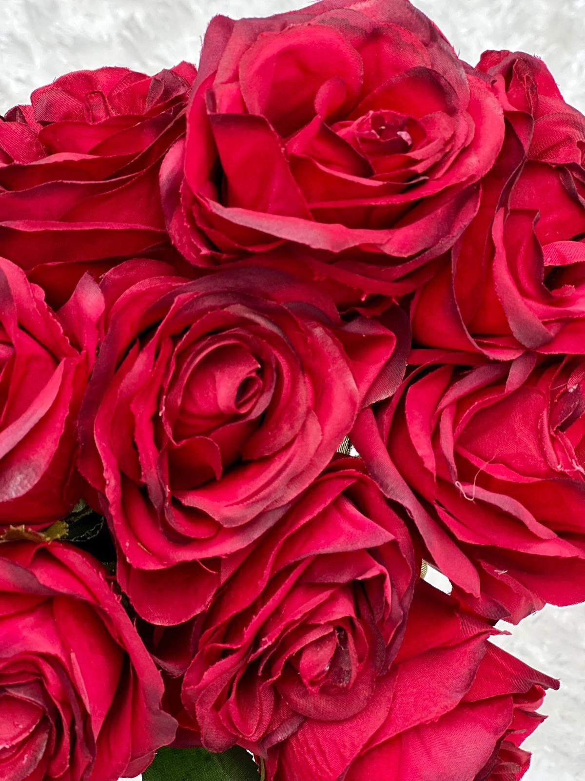 9-head Ruby Red Dark-edged Silk Artificial Flowers High Quality ...