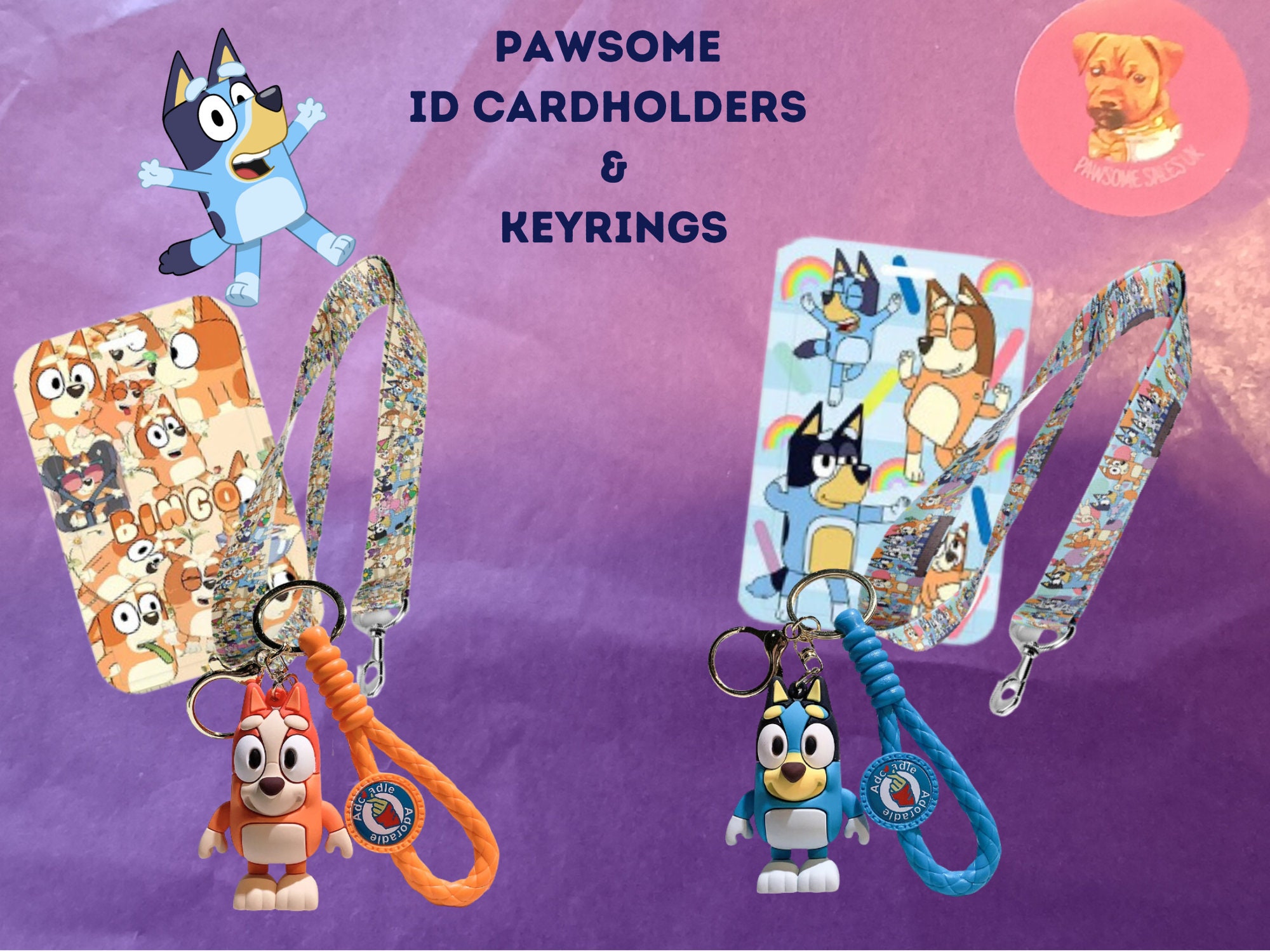 Bluey ID Card Holders Matching Lanyards & Keyrings Bingo - Etsy UK