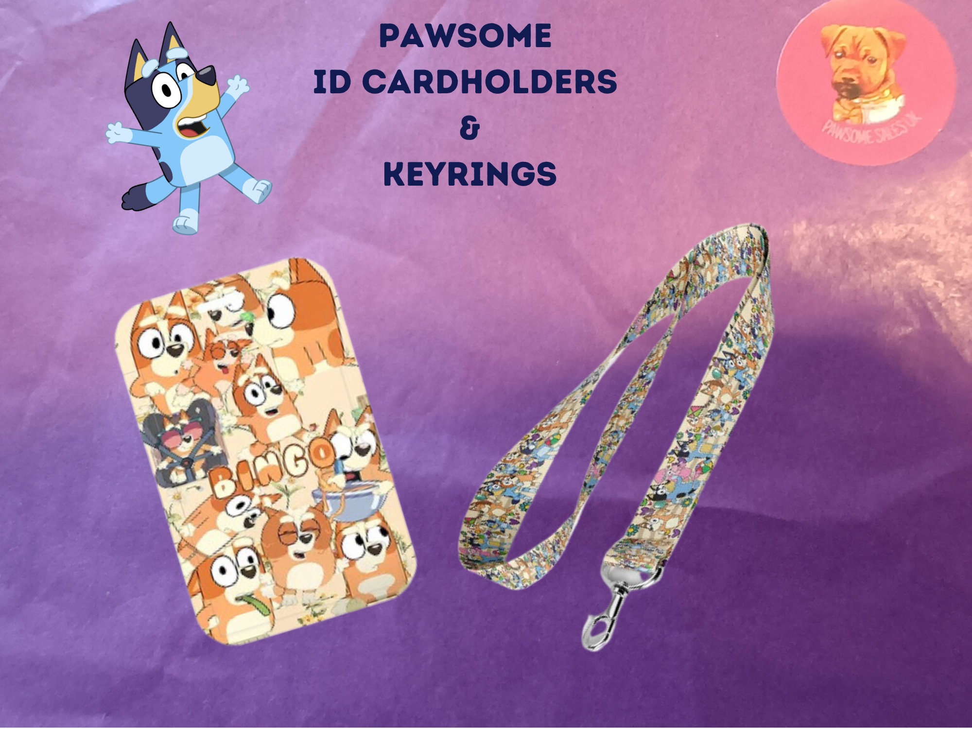 Bluey ID Card Holders Matching Lanyards & Keyrings Bingo - Etsy UK