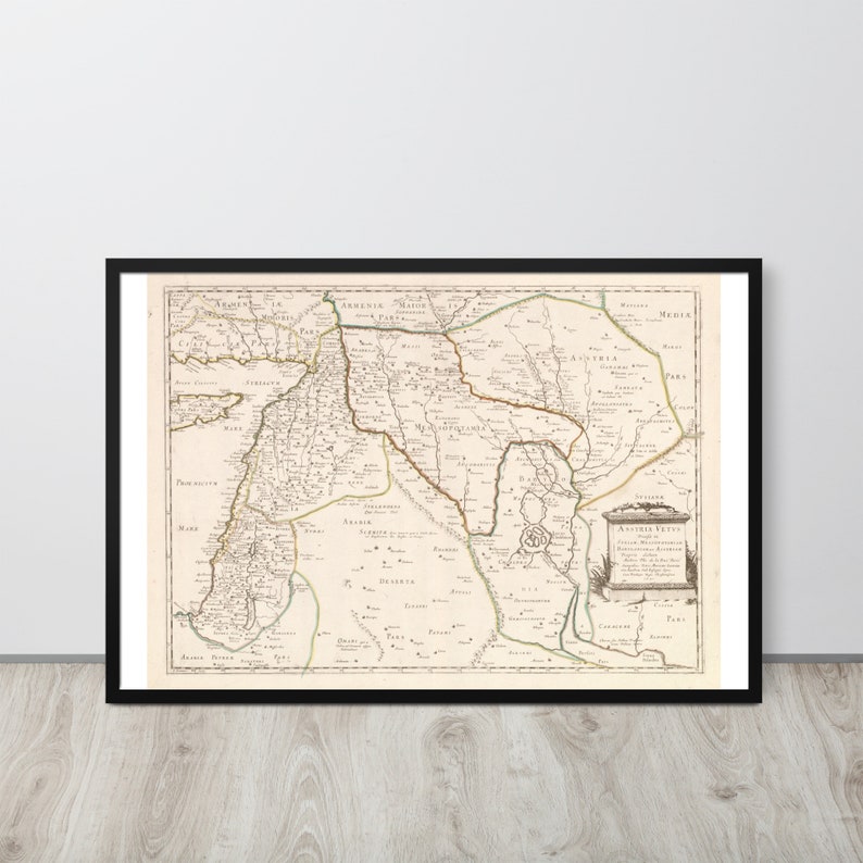 1651 FRAMED Map Assyria Vetvs Diuifa in Syriam, Messopotamiam ...