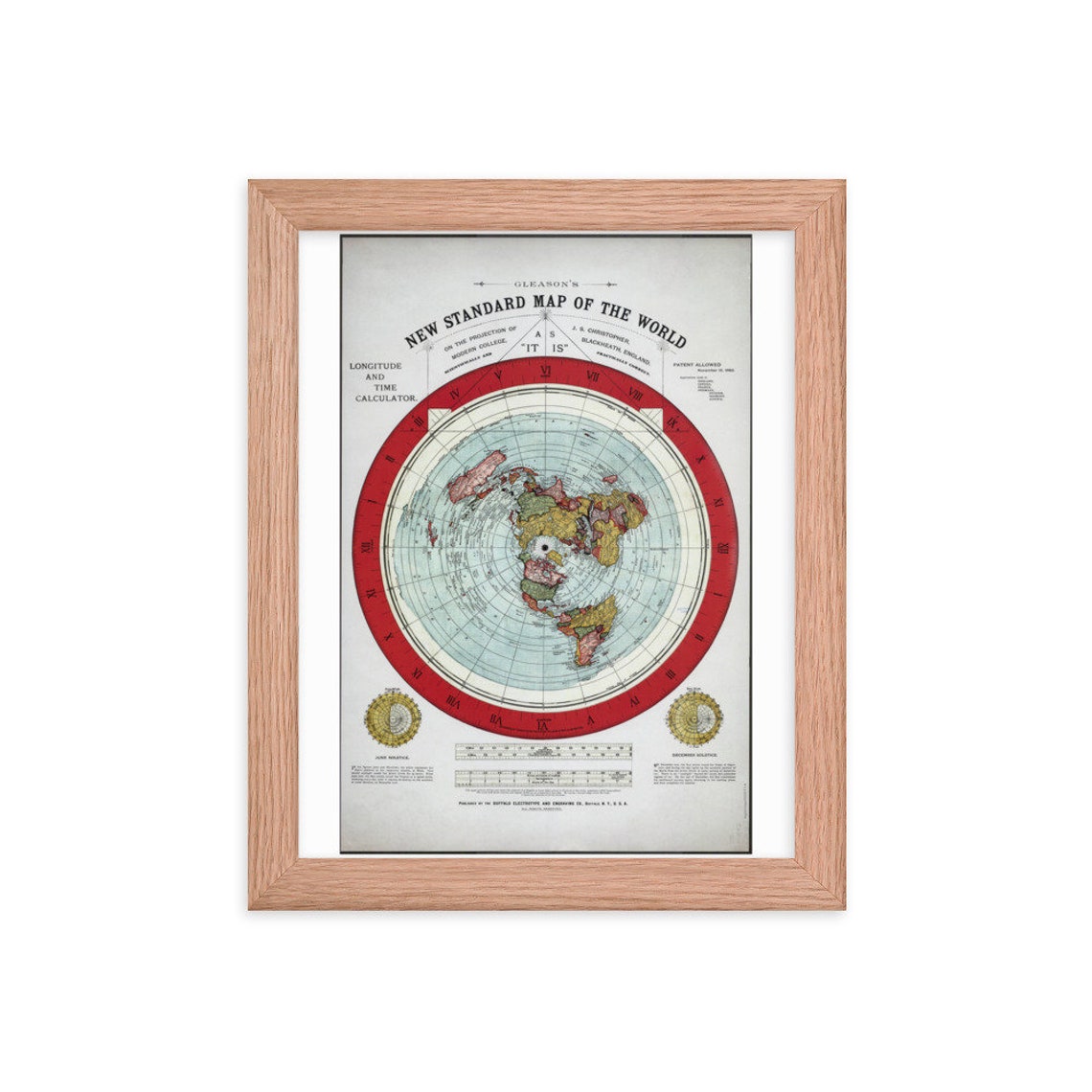 Flat Earth Gleason Map RESTORED EDITION Old Map, Large Map, Antique ...