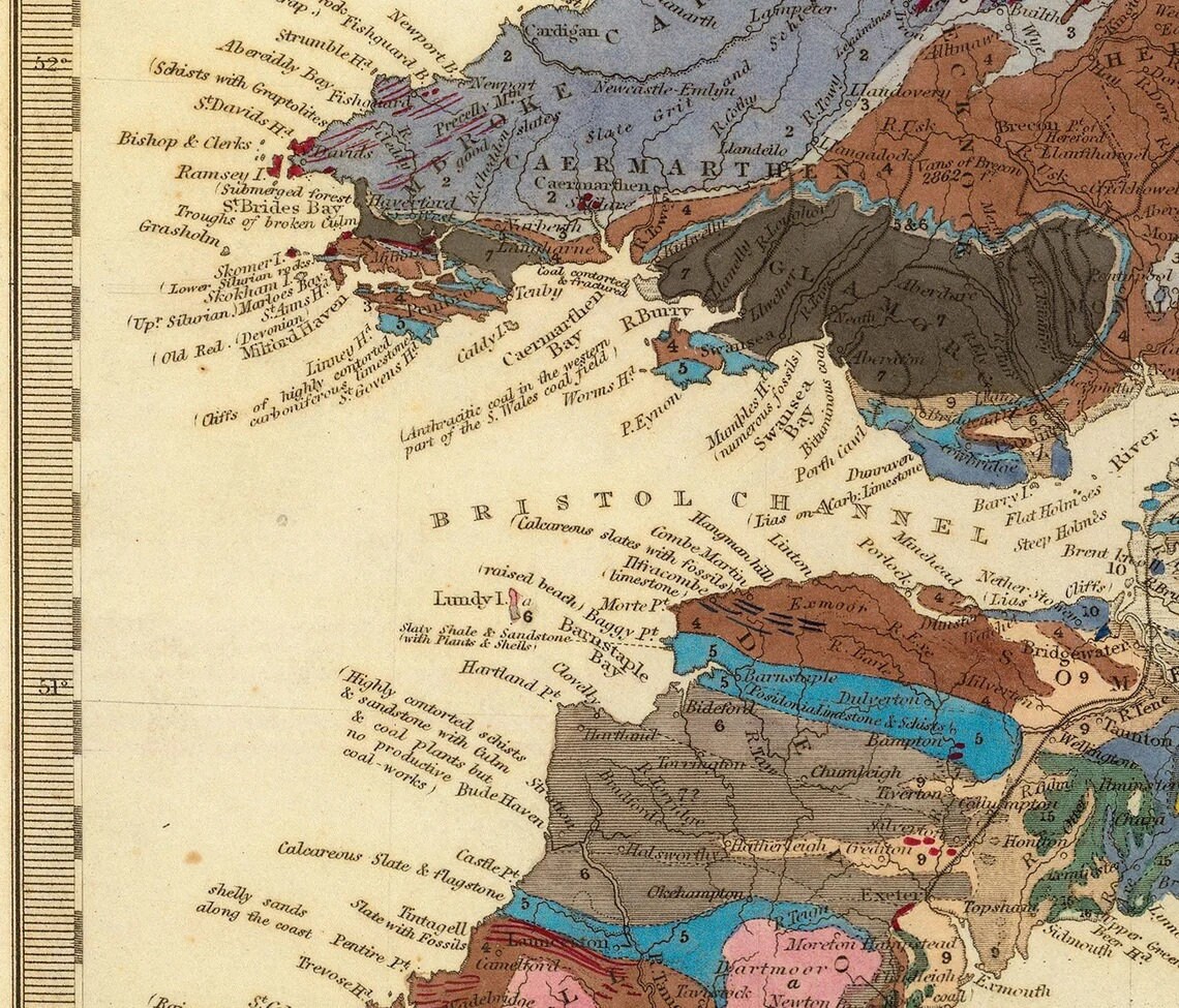 Old Geological Map of England & Wales, 1843 by Murchison - Britain, UK ...