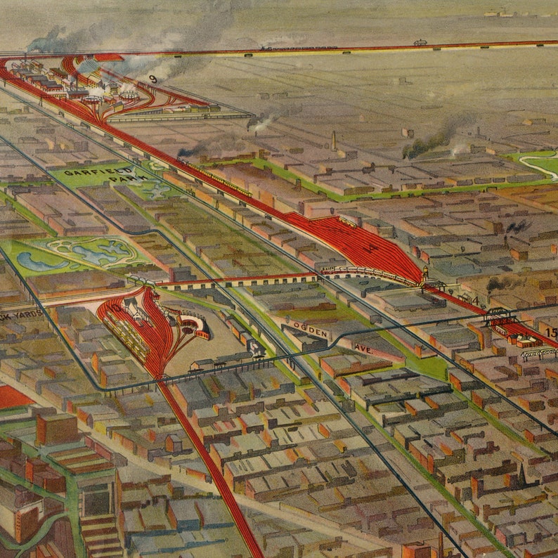 Old Map of Chicago (1902) Chicago Railroad Map, Chicago Map, Vintage ...