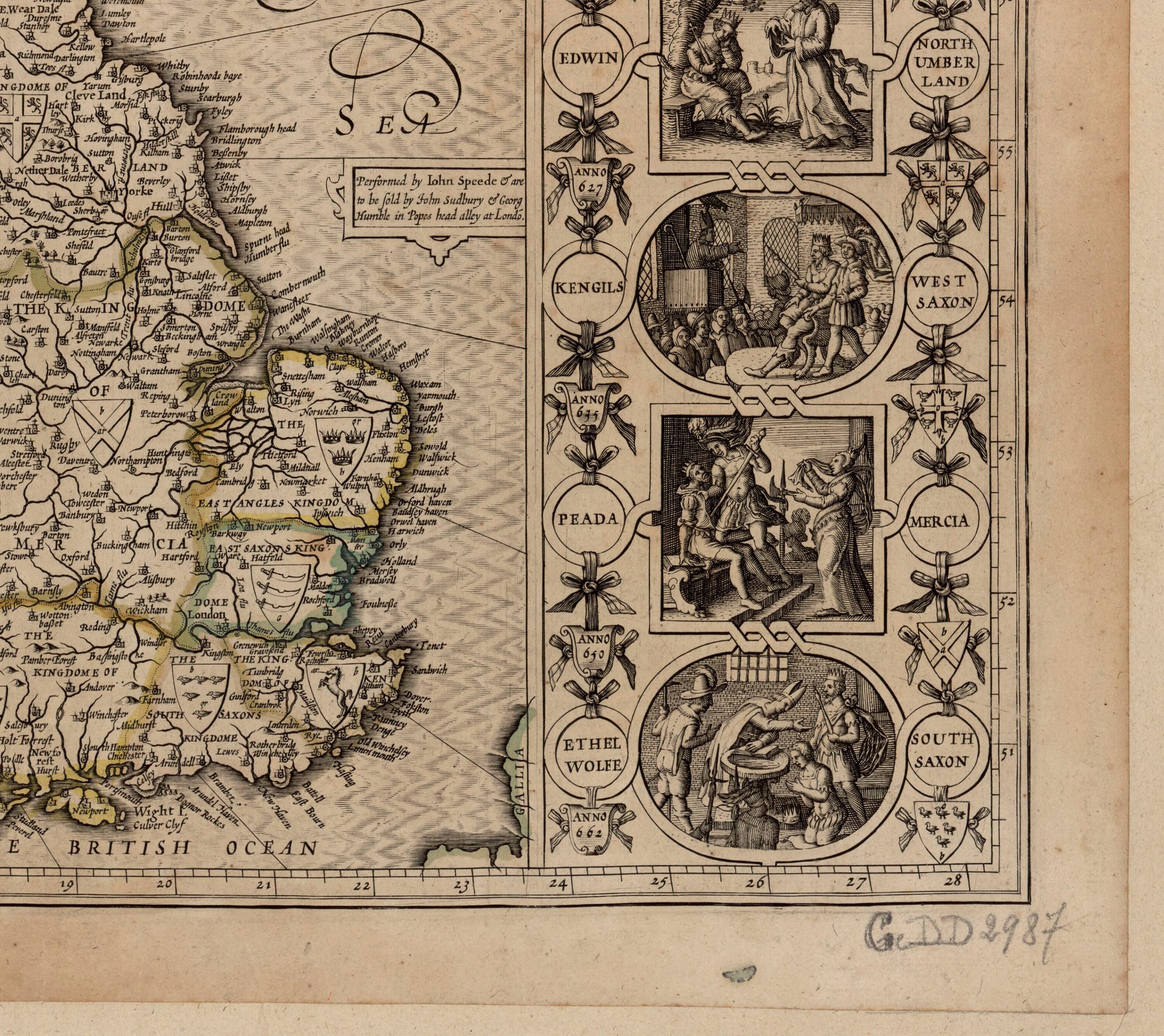 Rare Old Viking Map of England, Wales & Scotland in 1611- Anglo-saxon ...