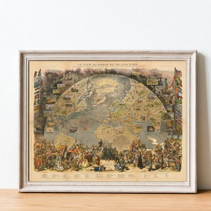 Old World Map, 1876 - "a Tour of the World" From Le Monde - 19th ...