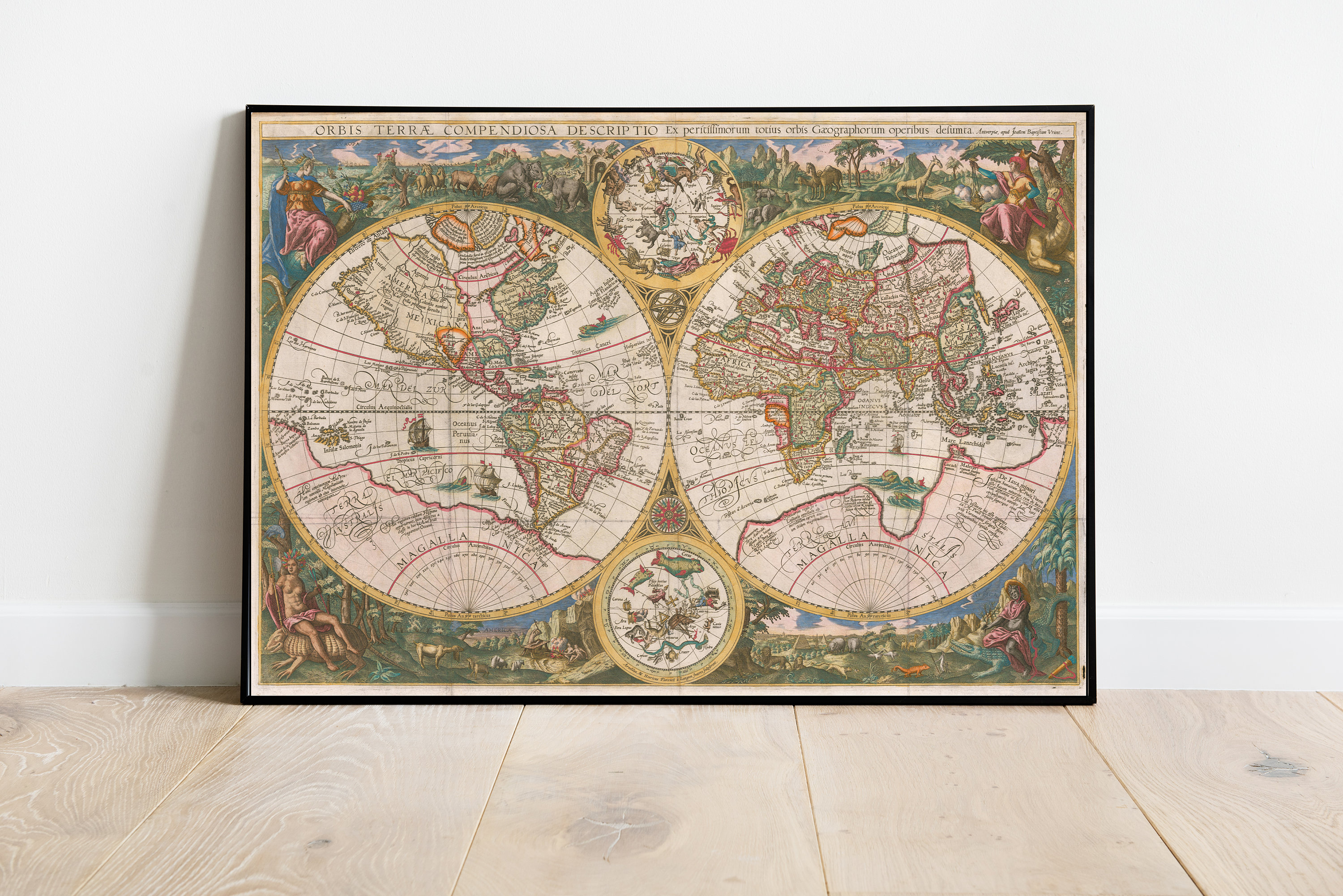Old World Map, 1596 Rare Early Atlas Map by Johannes Baptista Vrients ...